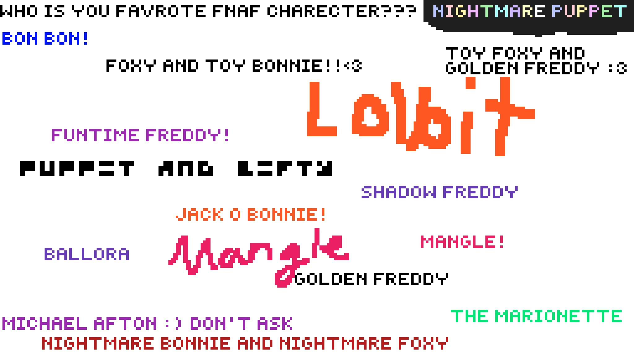 Editing fnaf favorites - Free online pixel art drawing tool - Pixilart