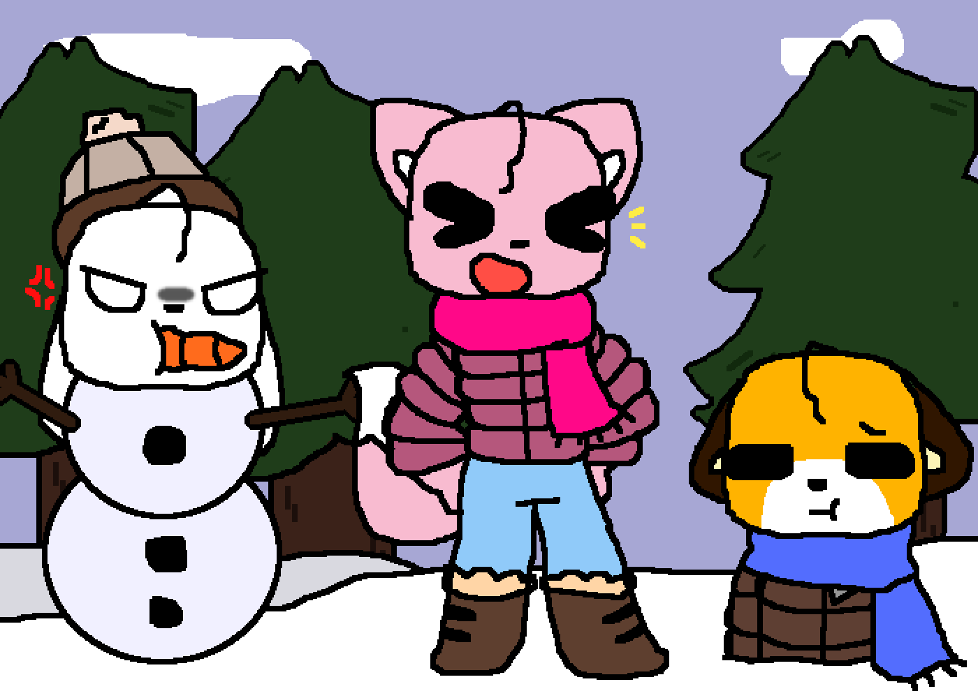 Pixilart - the snowball fight by mochimoon
