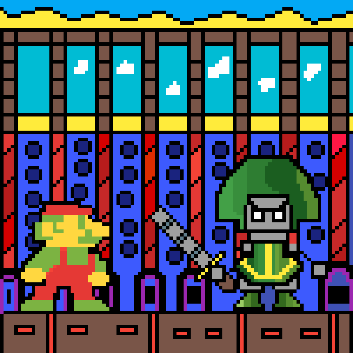 Pixilart - Sammer guy fighting Mario (8-bit) by no-u