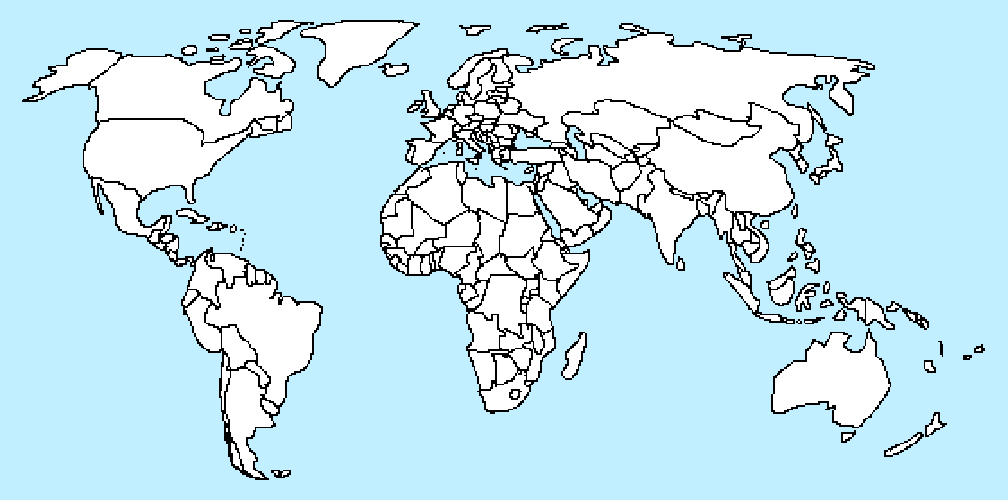 Pixelated World Map Pixel World Map Blue Squares Stock Photo Alamy