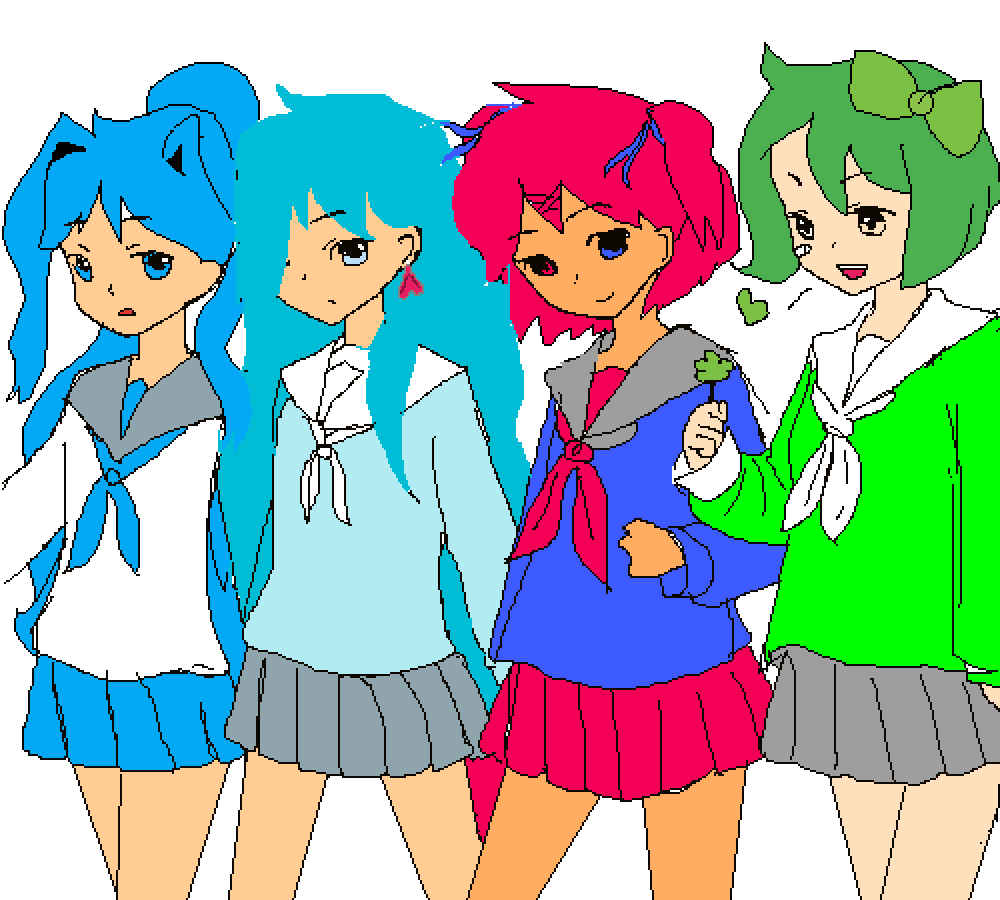 Pixilart - School girls collab by dontforgetme40