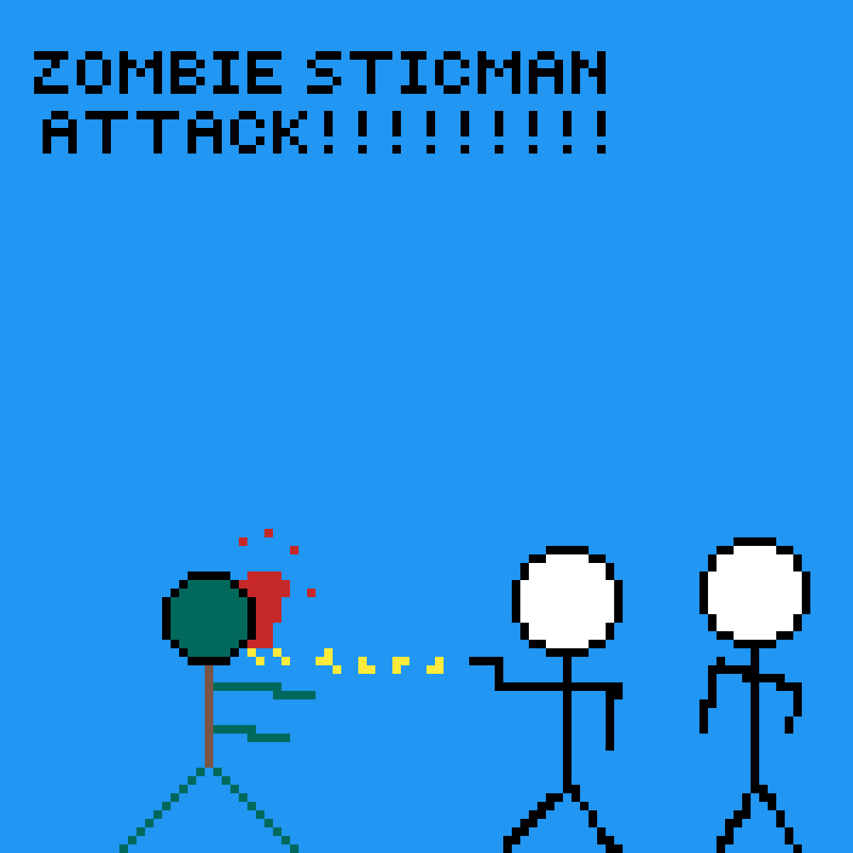 Pixilart - Zombie Stickman Attack by BlueFl0wey