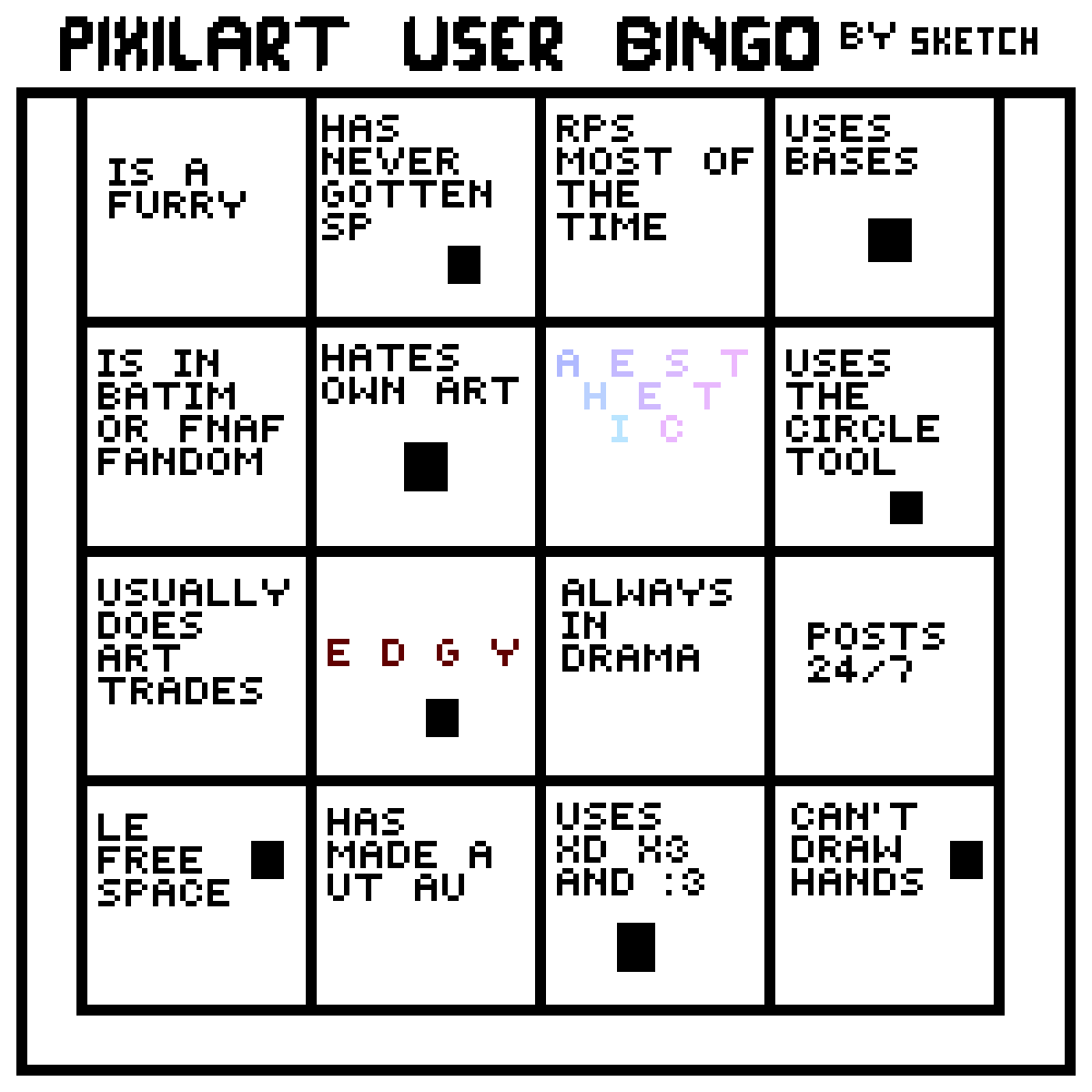 Editing User bingo - Free online pixel art drawing tool - Pixilart