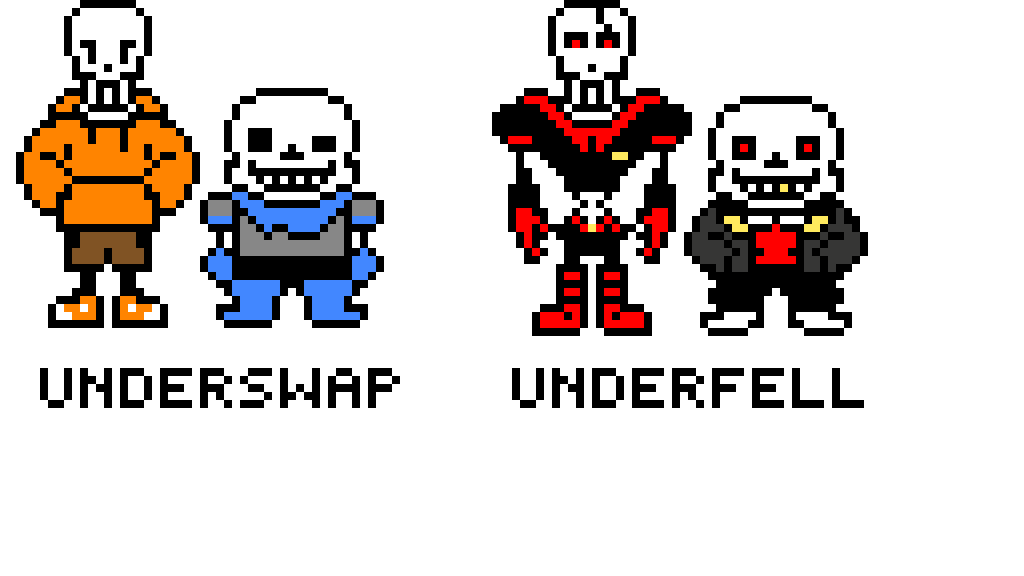 Pixilart - Underswap and Underfell Sans and Papyrus by Anonymous