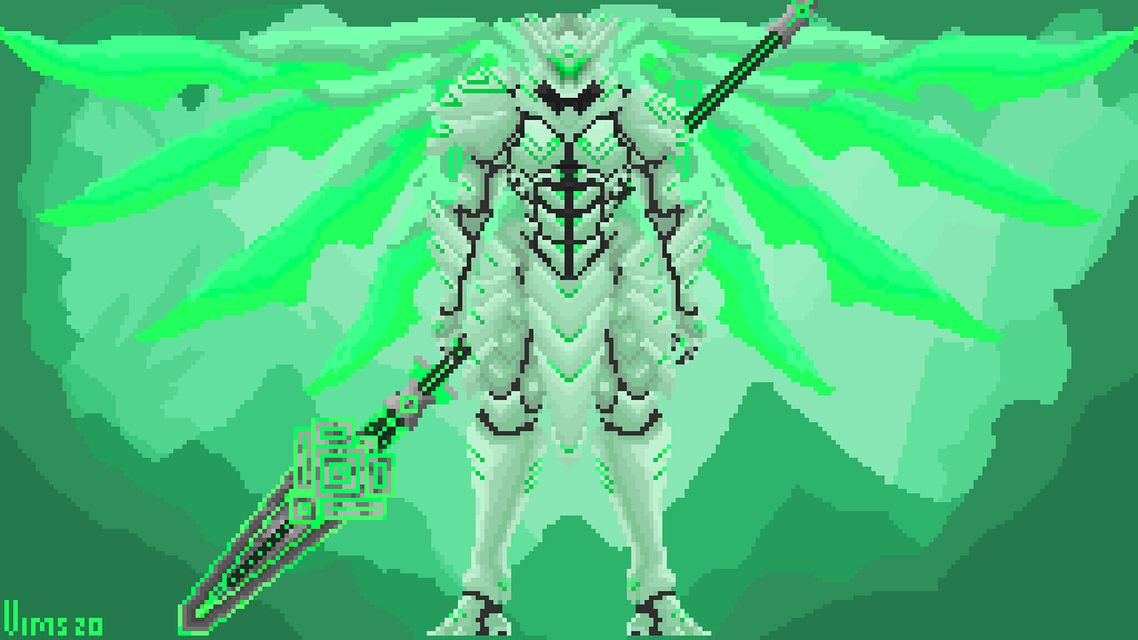 Pixilart - Neon knight: Emerald by vims20