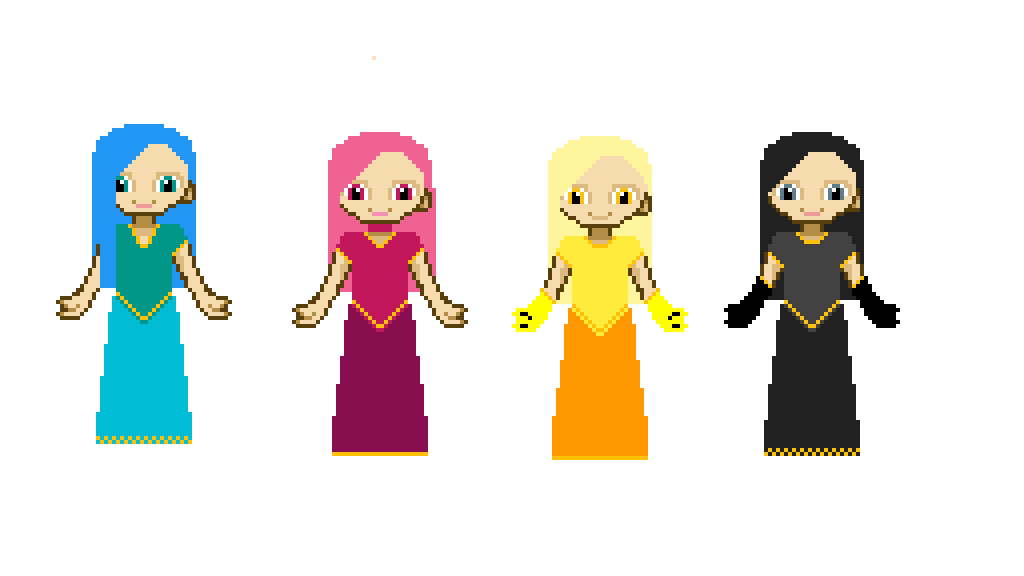 Pixilart - the 4 princesses of the 4 elements by Nalu54