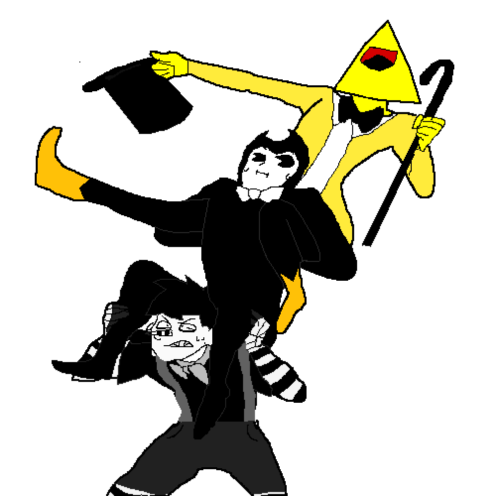 Pixilart - Bill Cipher, Bendy and Me by UNUS-ANNUS