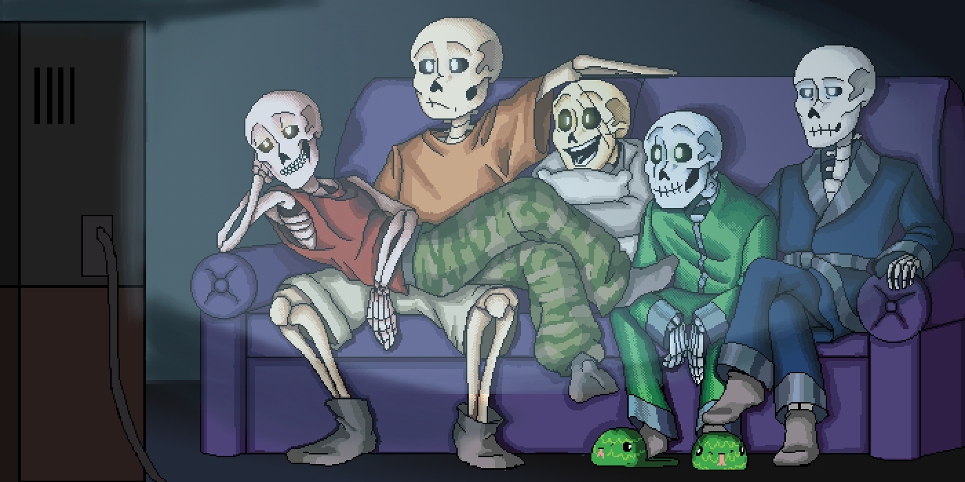 Pixilart - Movie Night by SkeletonFred
