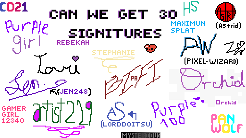 Editing Can we get 30 signatures? - Free online pixel art drawing tool ...
