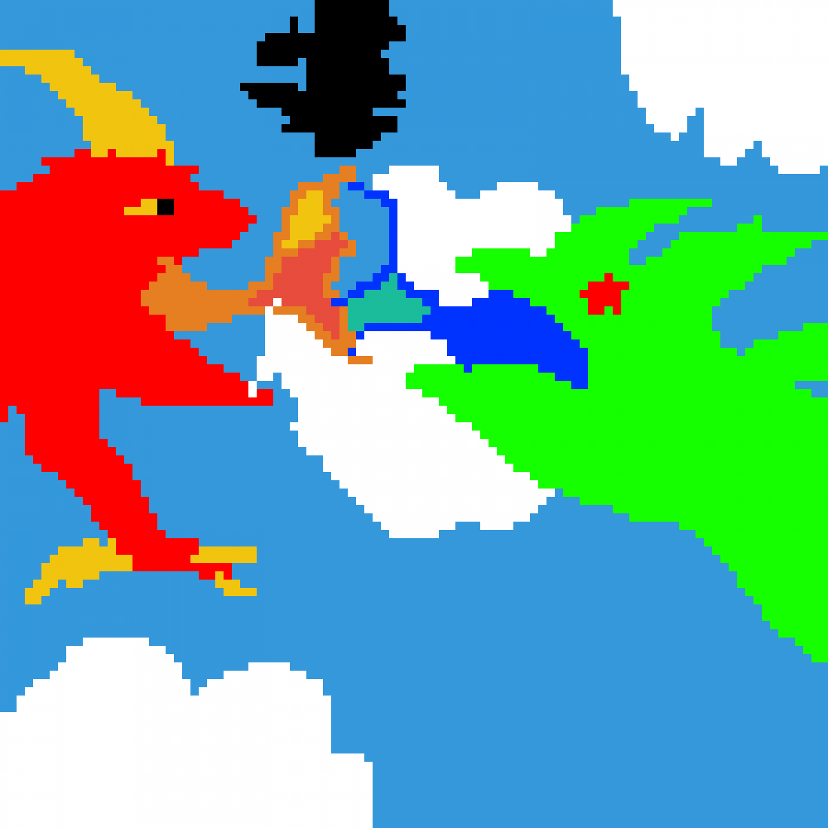Pixilart - Dragon fight by Anonymous