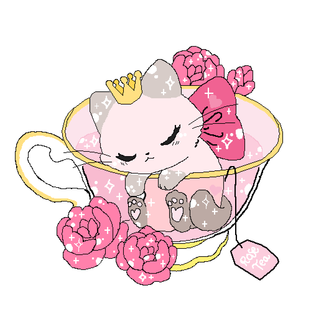 Pixilart - Royal Rose Tea Kitty Base by KittyLadybugOMG
