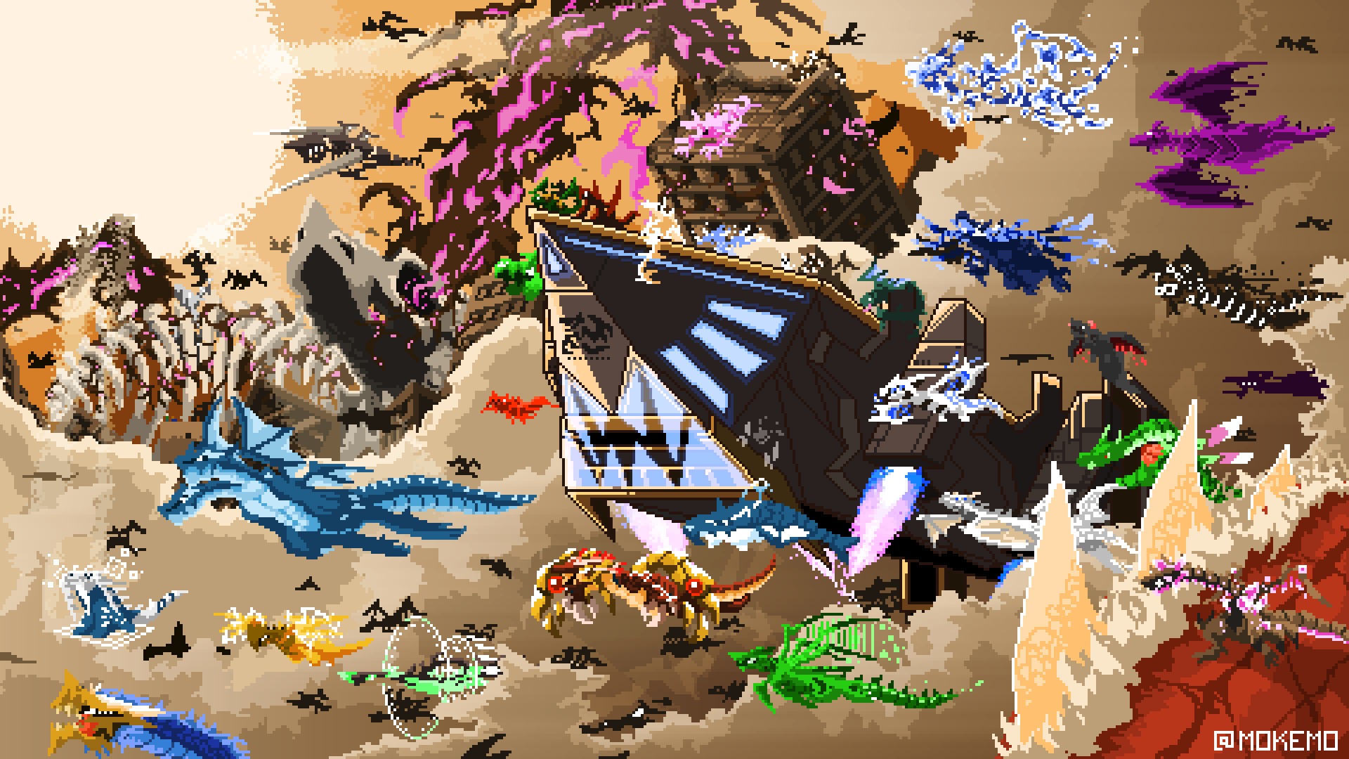 Pixilart - Dragon Blimp by Mokemo