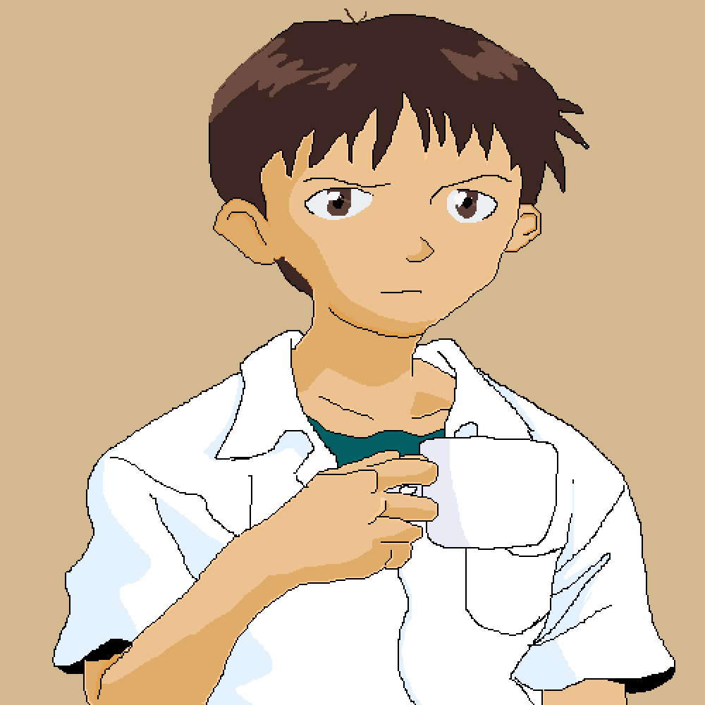 Pixilart - Disapproving Shinji by rinkrose