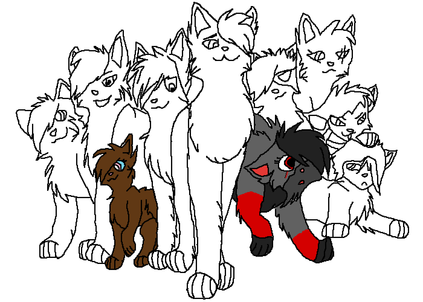 Pixilart - Wolf Dog pack base by Lightning1134