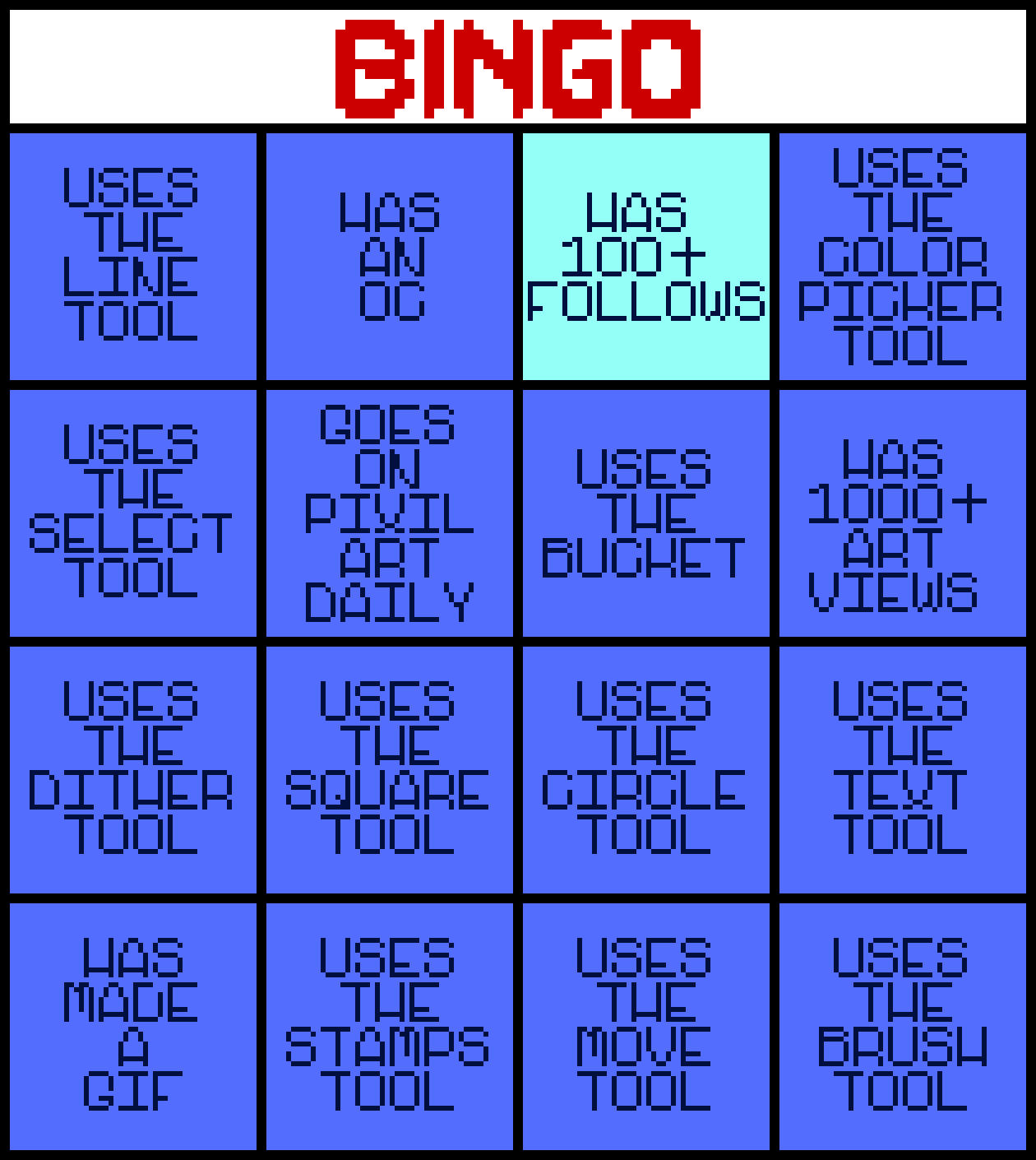 Editing Bingo - Free online pixel art drawing tool - Pixilart