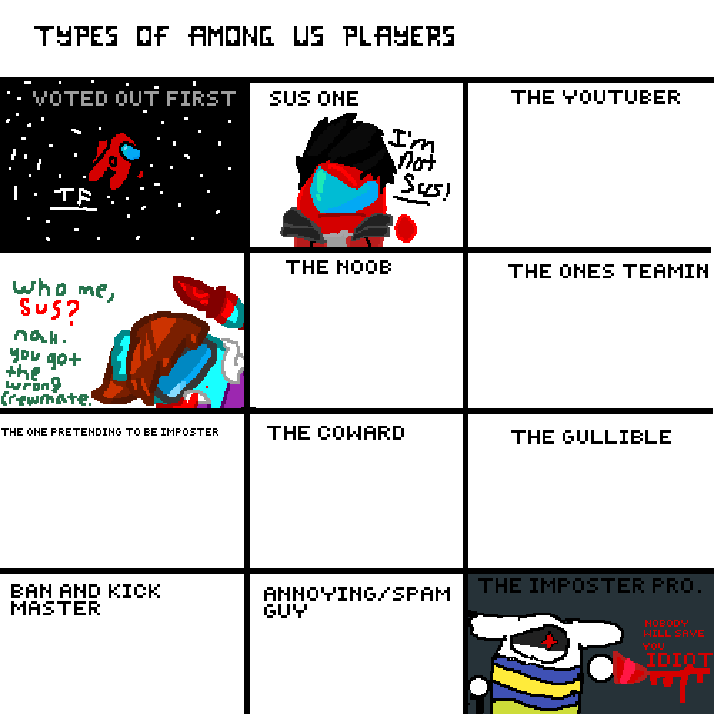 Pixilart - Types of among us players by Arthur-Dreemurr