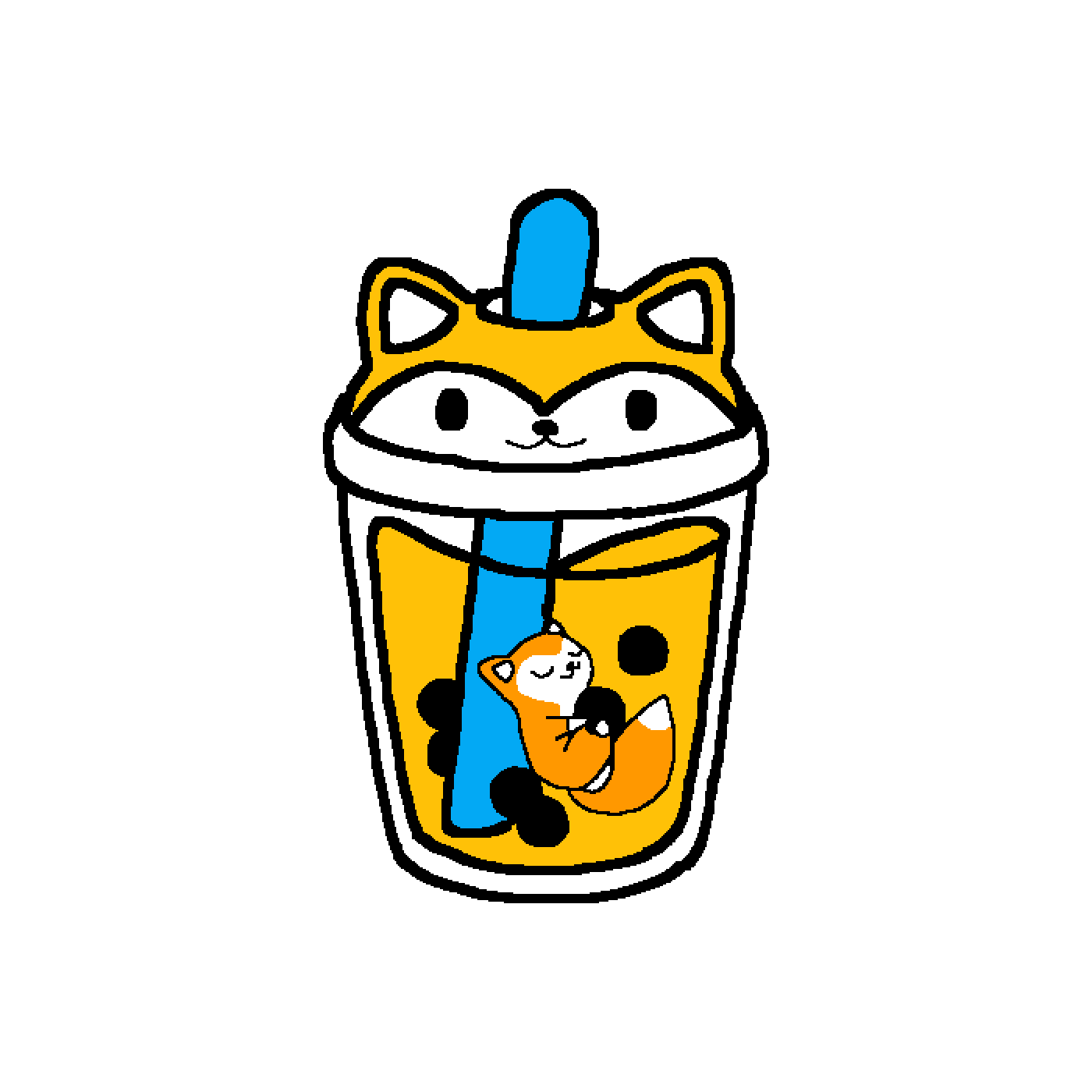 Pixilart - Fox in boba tea by painting-panda