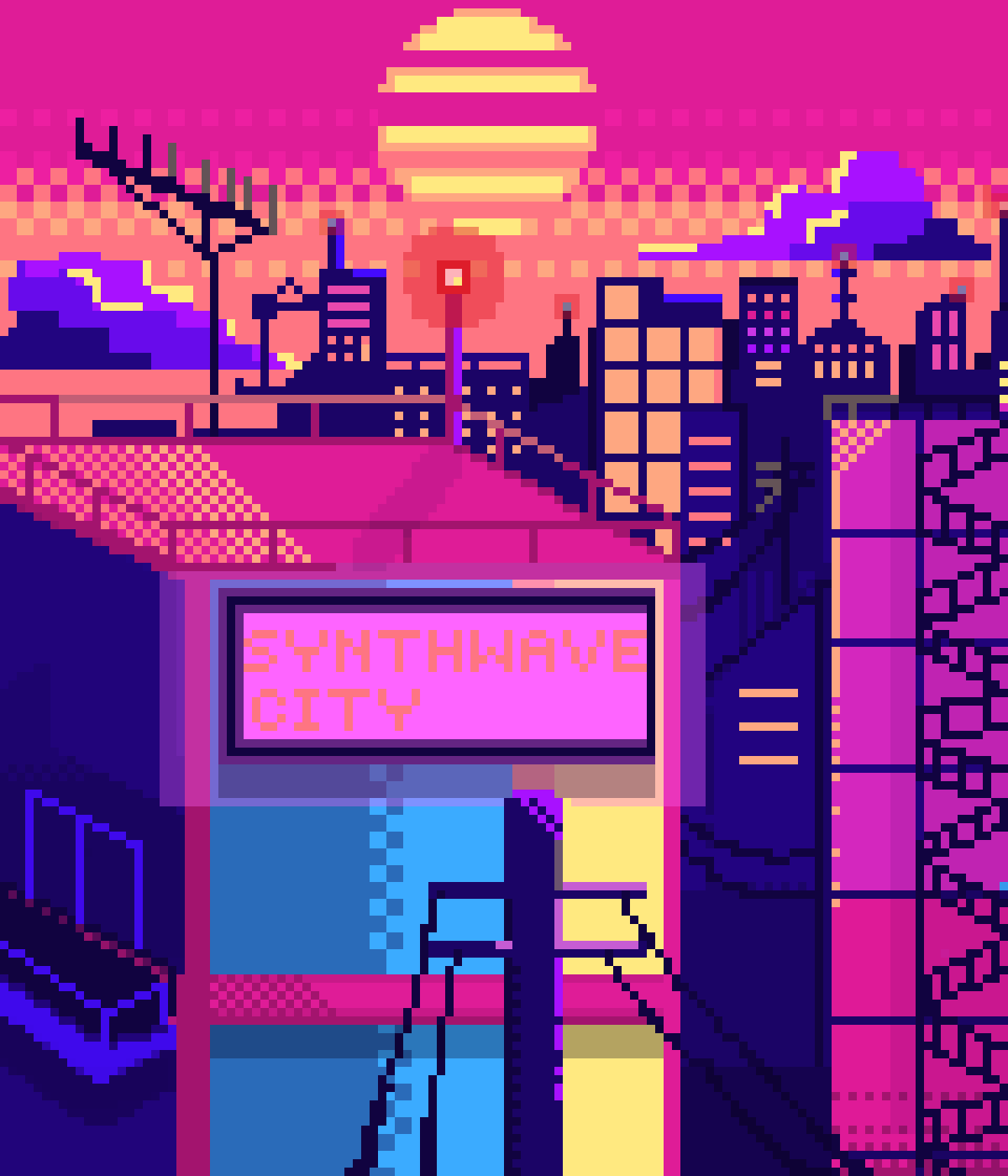 Pixilart - Synthwave City by bursed