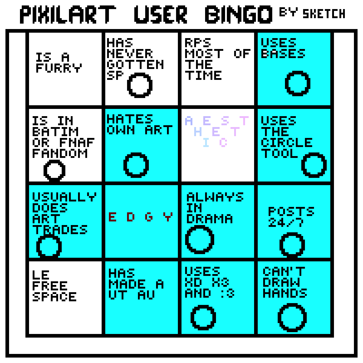 Editing Pixel Art Personality Bingo - Free online pixel art drawing ...