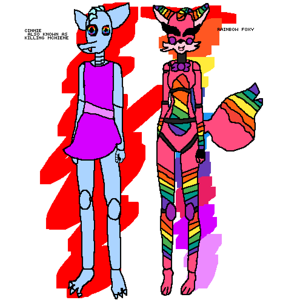 Pixilart - rainbow foxy and cinnie by boiboi123