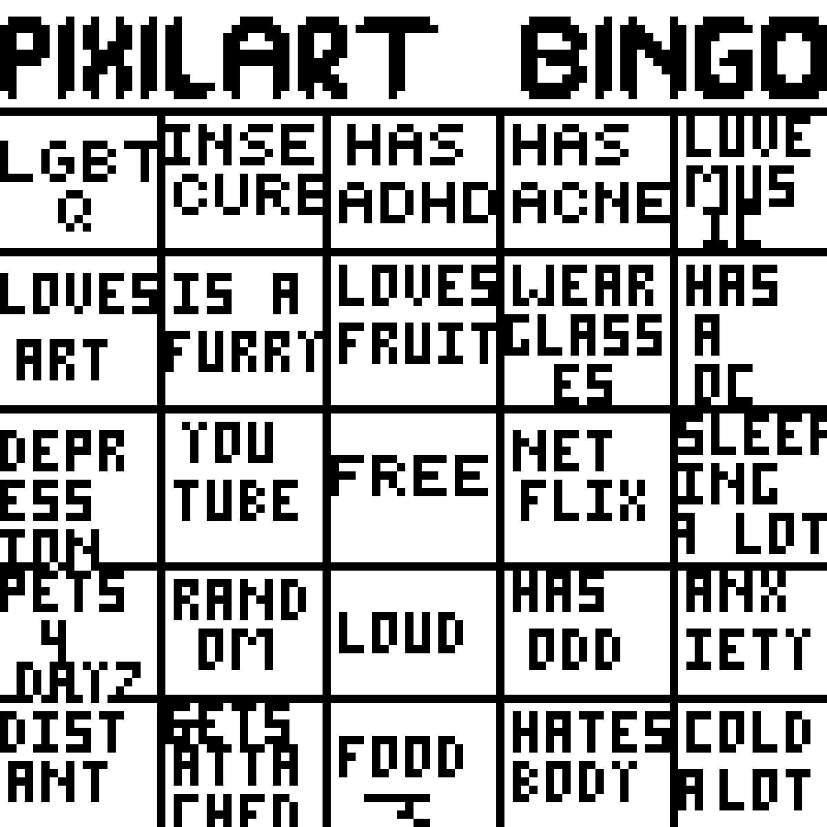 Editing i made a bingo sheet hehe - Free online pixel art drawing tool ...