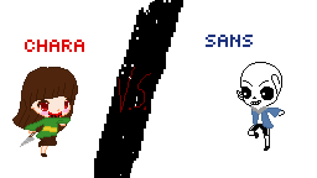 Pixilart - The battle of Sans vs Chara by Kaname-Chan