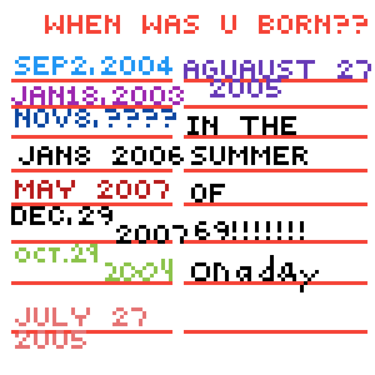 Editing When were you born - Free online pixel art drawing tool - Pixilart