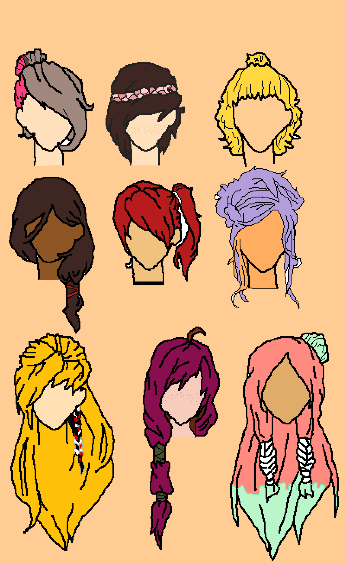 Editing hair styles - Free online pixel art drawing tool - Pixilart