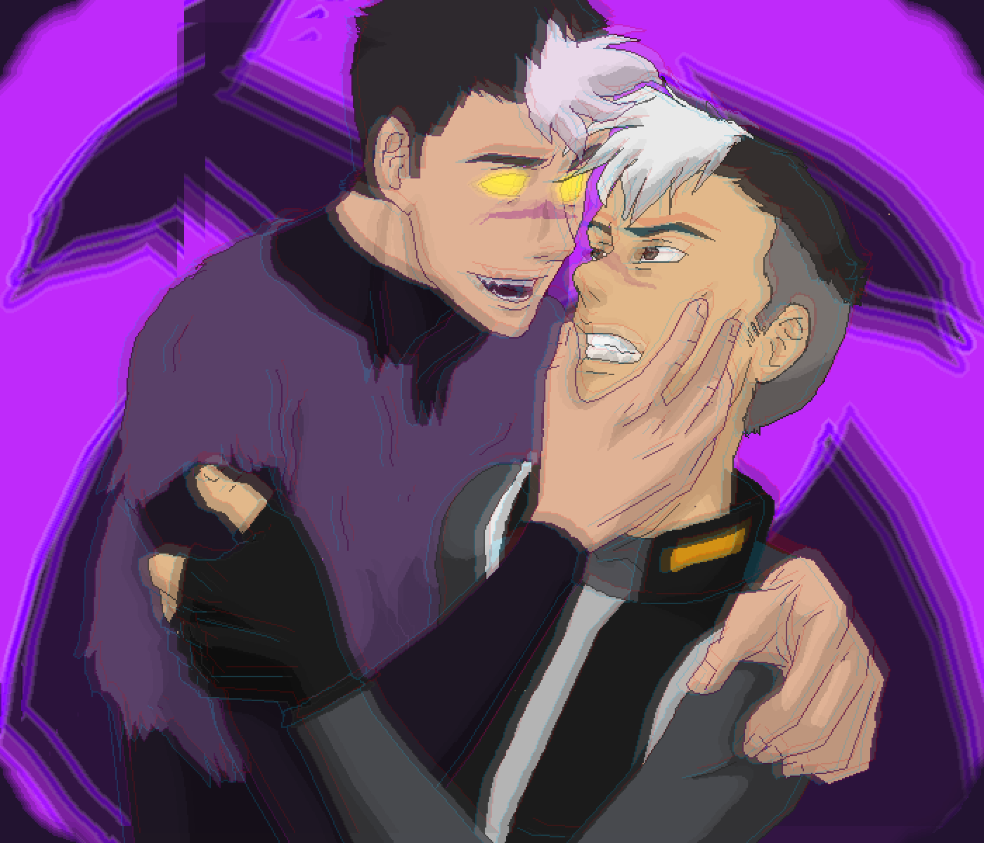 Pixilart - Kuron vs. Shiro (base by @Bee-juice) by Leahlikesdraw