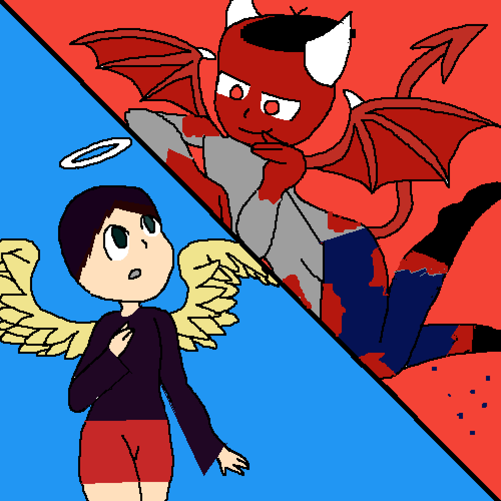 Pixilart - demon and angle by alpha-wolf
