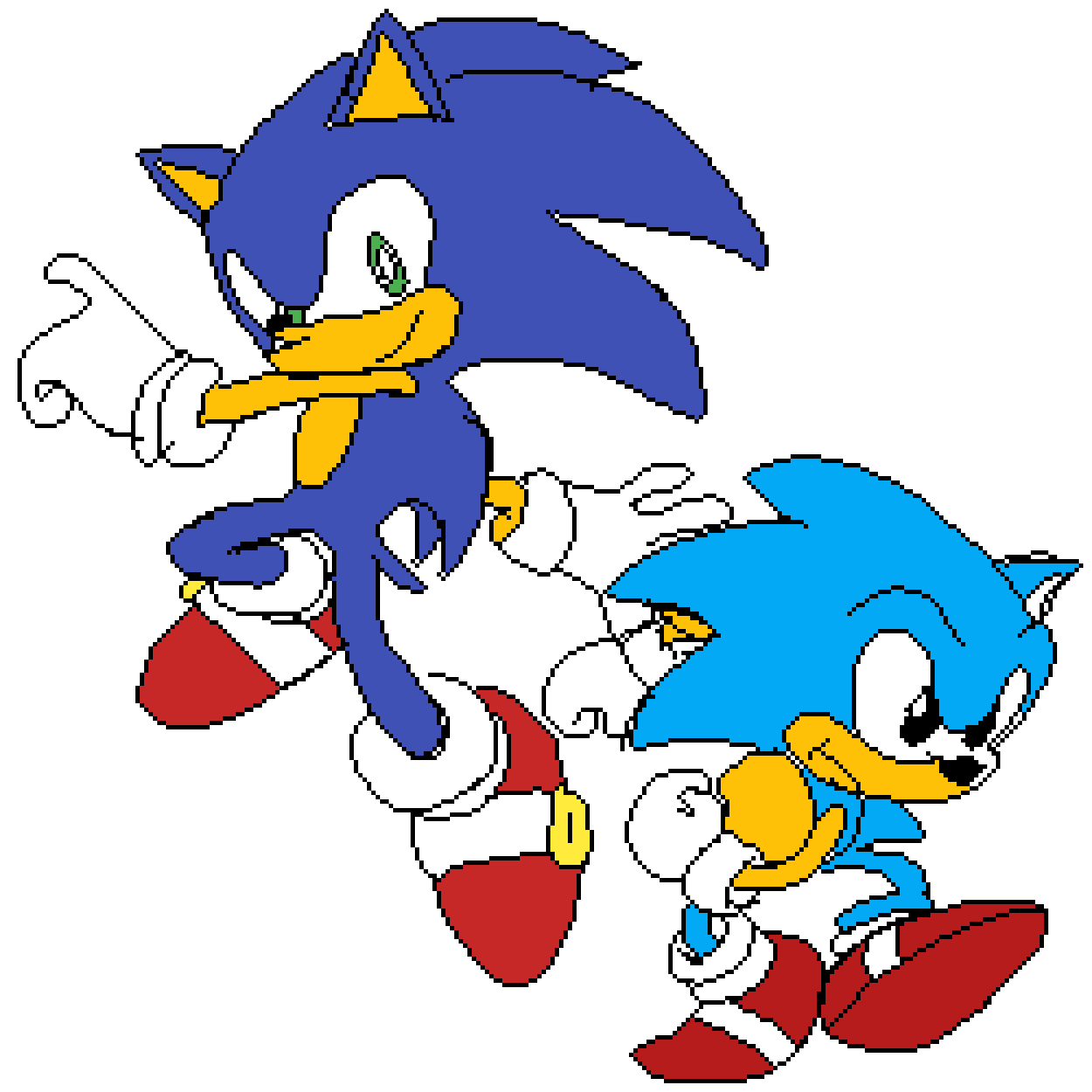 Pixilart - Little sonic and sonic by Sonic-the-blue