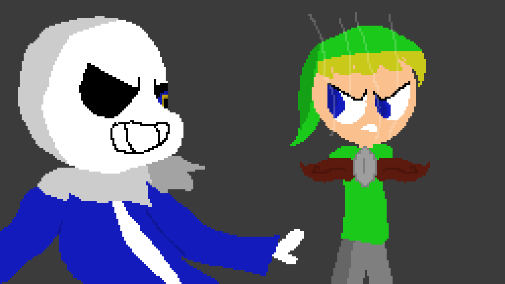 Pixilart - Sans vs. Link (Request from Pixel Potato) by Lilac4053