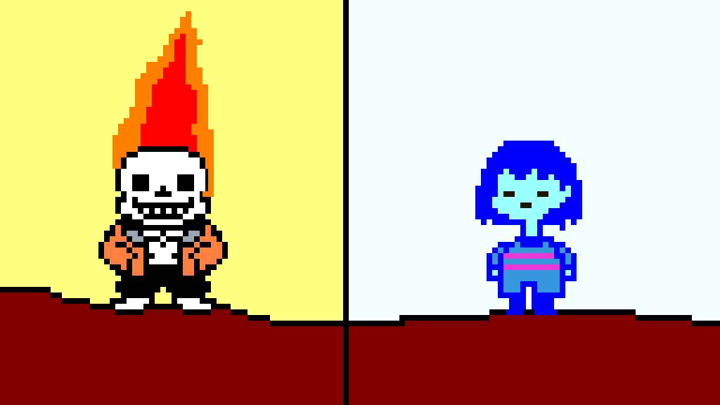 Pixilart - undertale fire vs ice by ladybugkat00