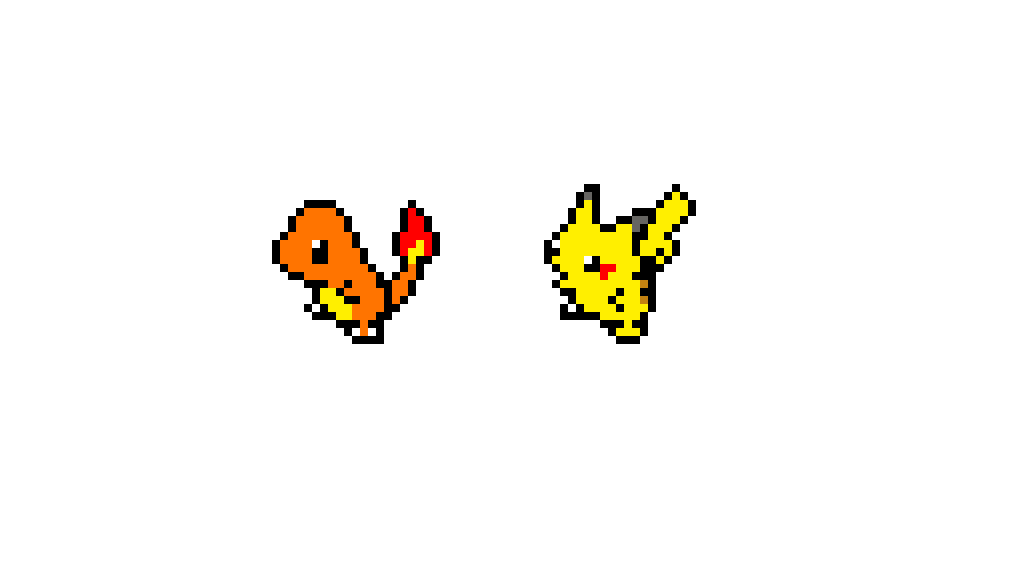 Pixilart - Charmander and Pikachu fan made sprites by Vidgamer123