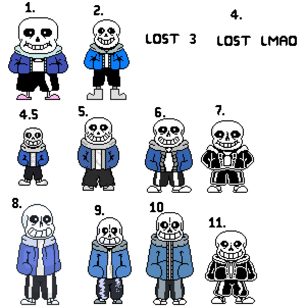 Pixilart - Evolution of Sans takes. by Compact