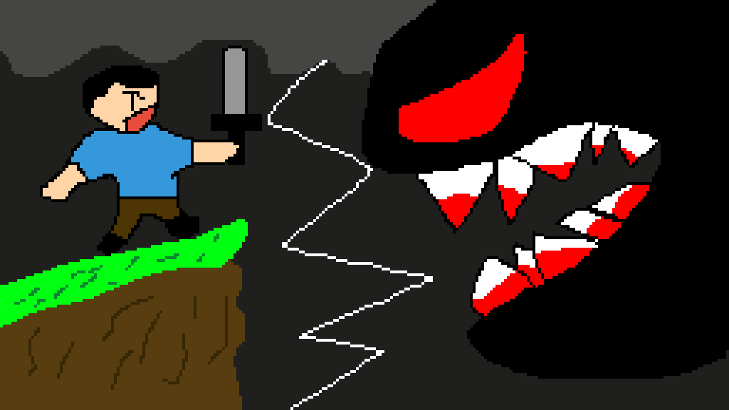 Pixilart - Fighting The Death Worm by Kid