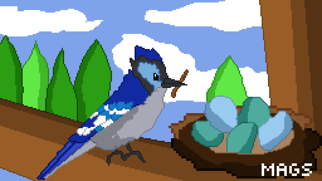 Pixilart - A Blue Jay Family by MagsPixilArt
