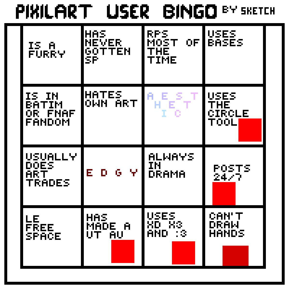 Pixilart - PIXEL ART BINGO by Bleeding-out