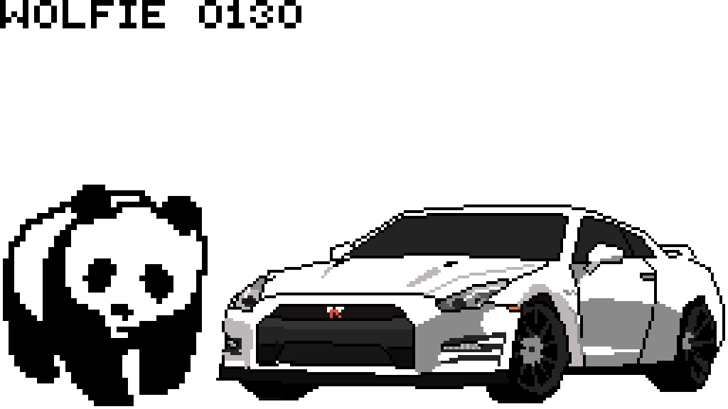 Pixilart - panda and gtr / r35 by ThatGomez
