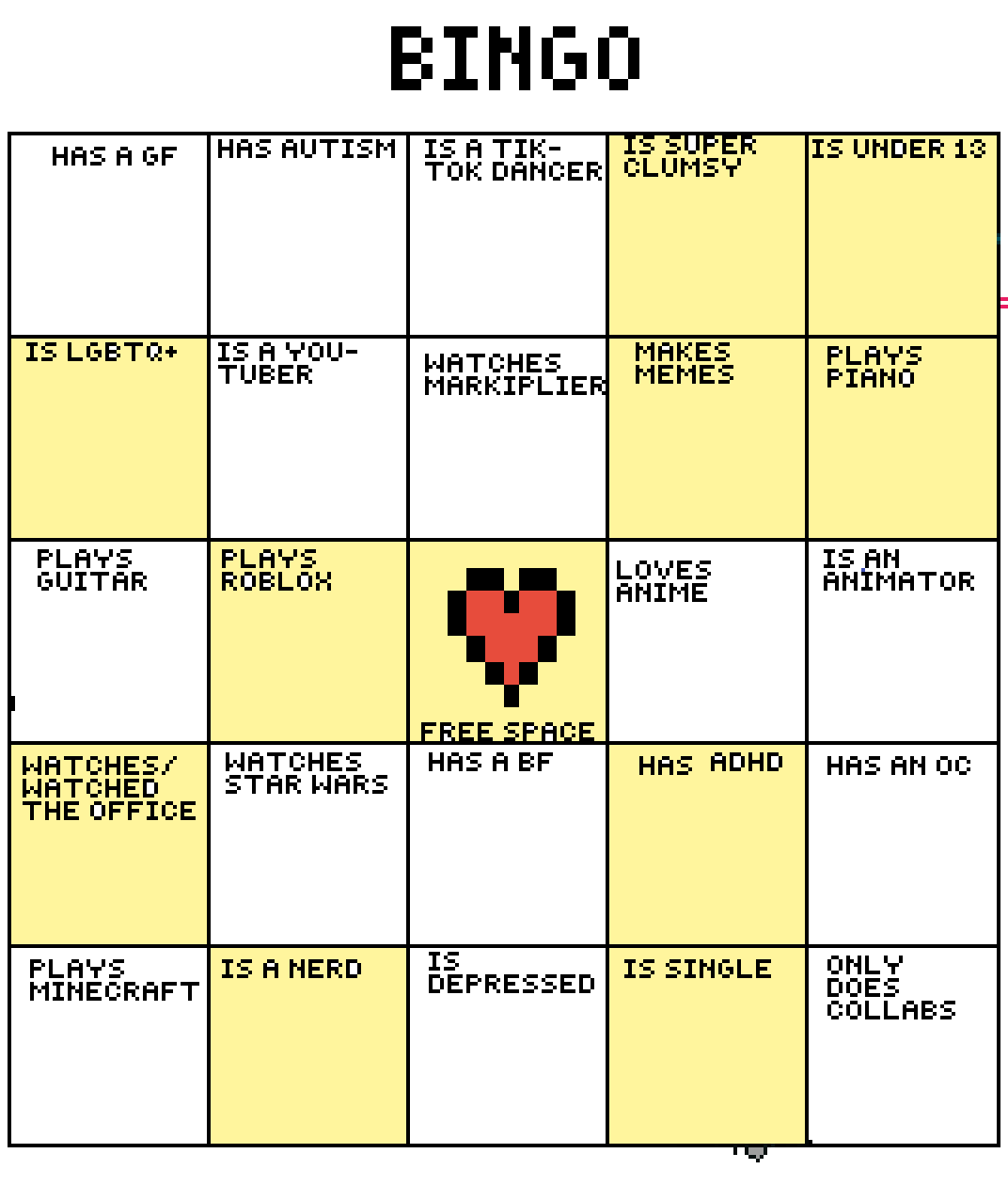 Editing bingo 2 - Free online pixel art drawing tool - Pixilart