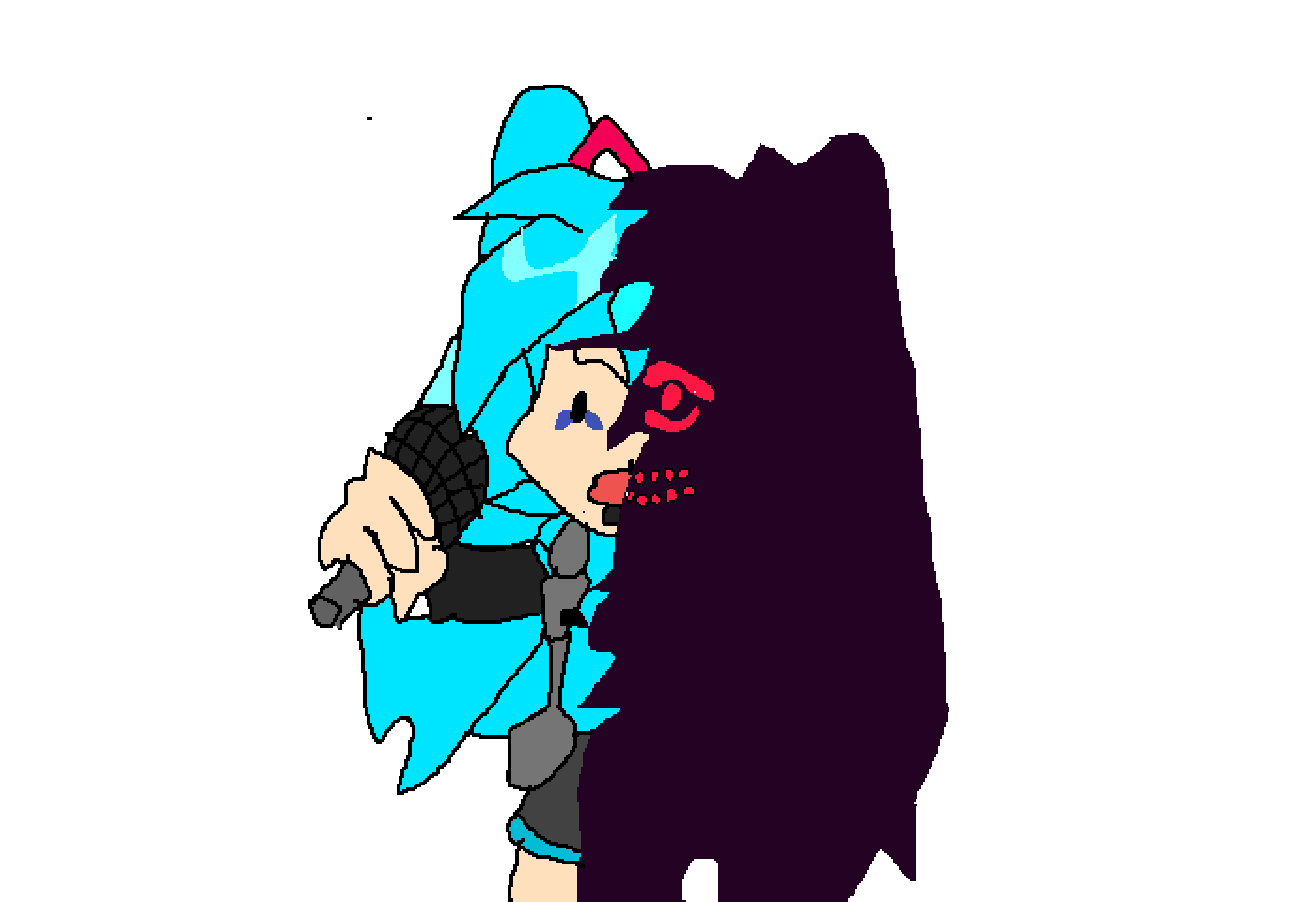 Pixilart - half corrupted miku by Angel-lopez