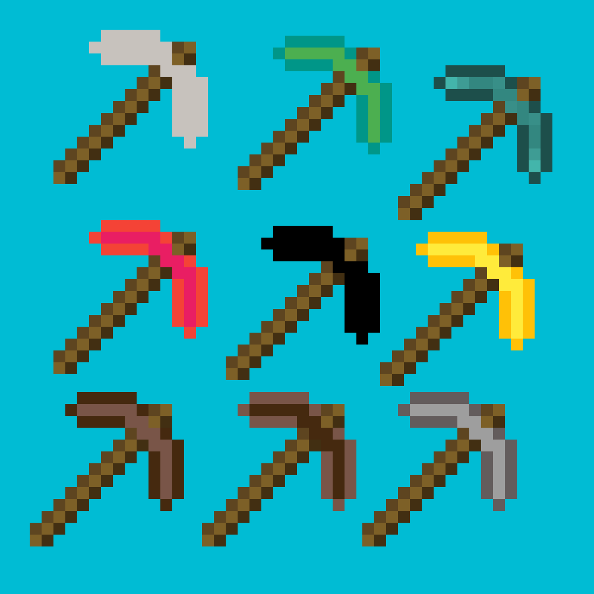 Tools Pickaxes Pixel Art Minecraft Project