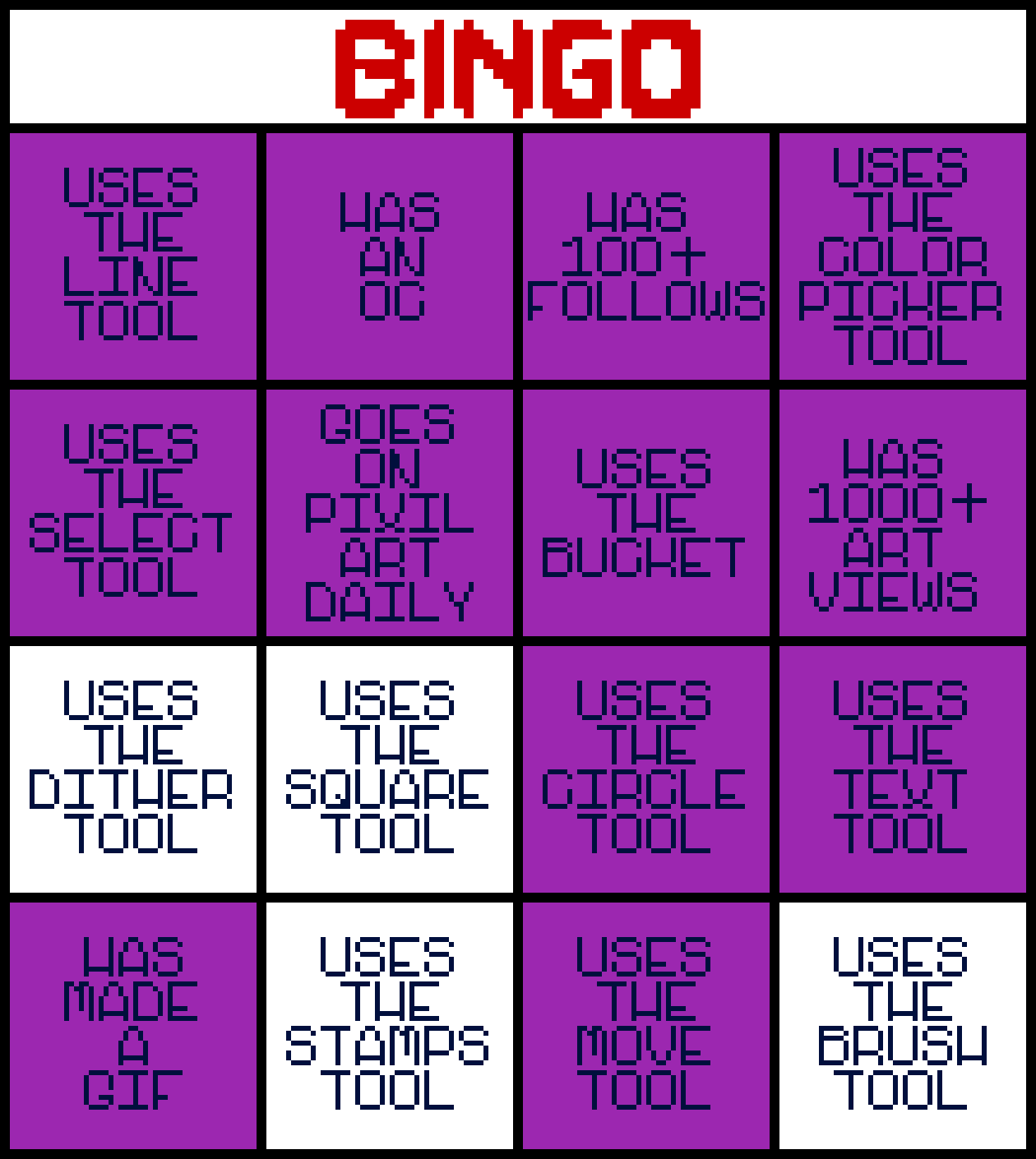 Editing PixilArt Bingo - Free online pixel art drawing tool - Pixilart