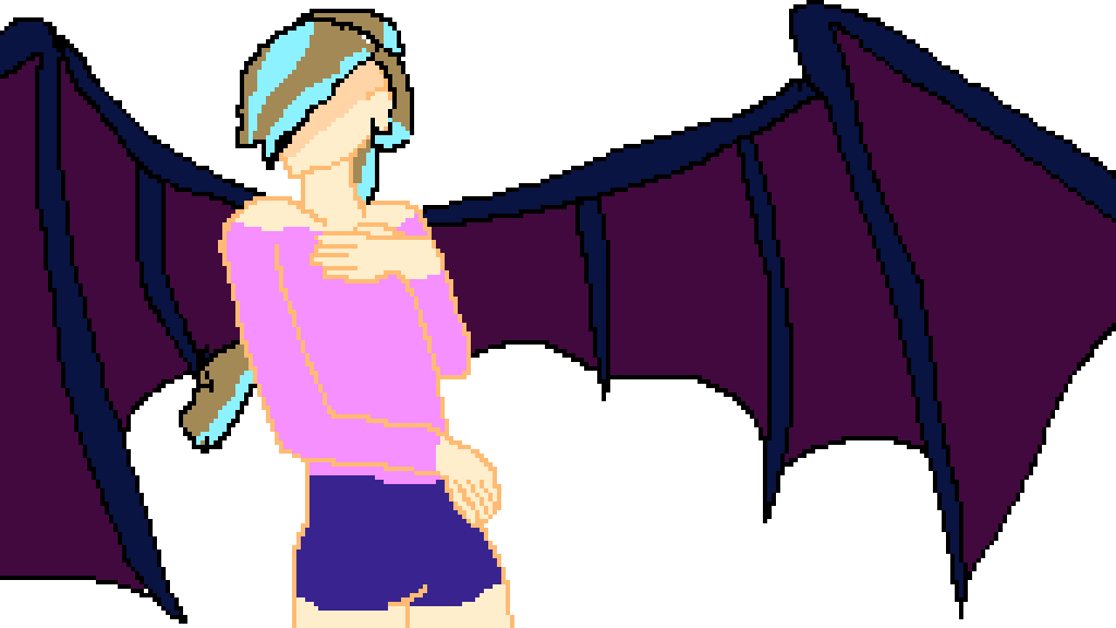 Pixilart - Girl with demon wings collab by BluInc