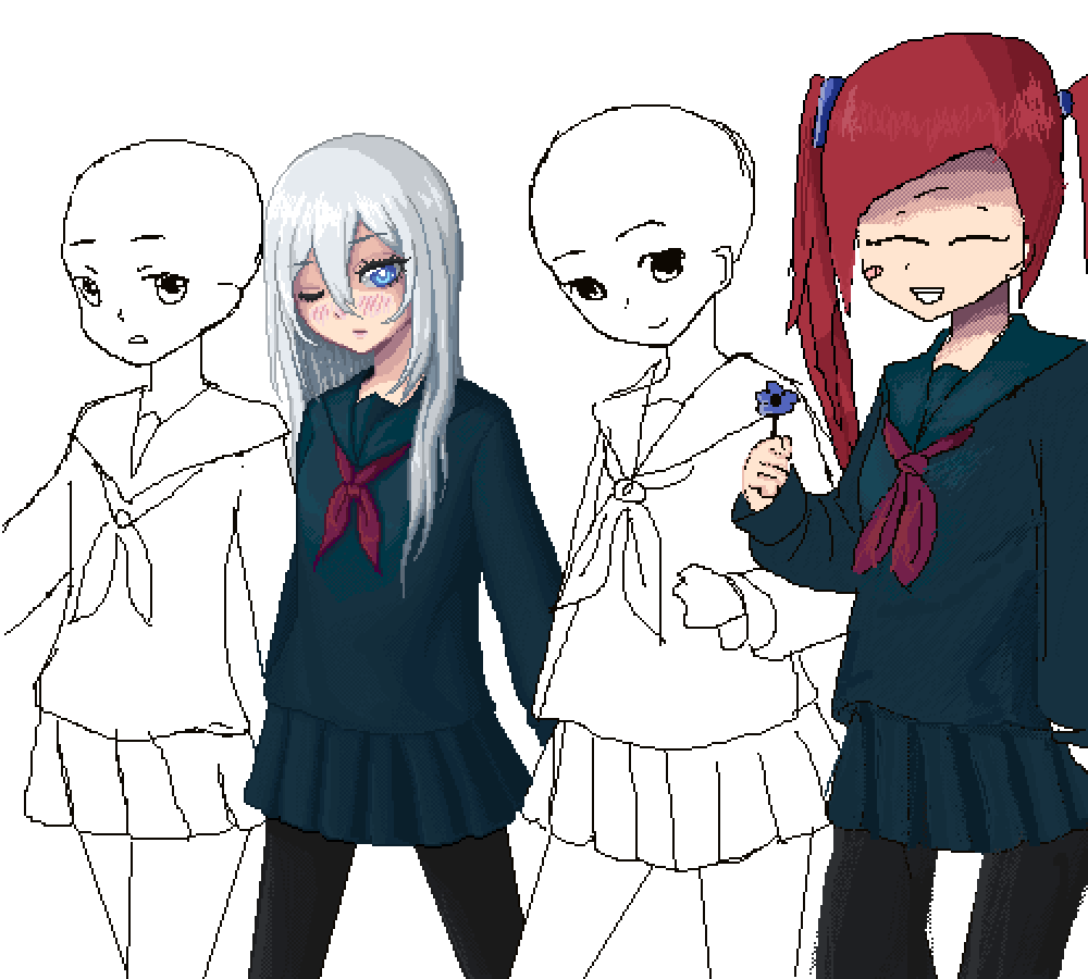 Pixilart - School girl collab by Icecream12