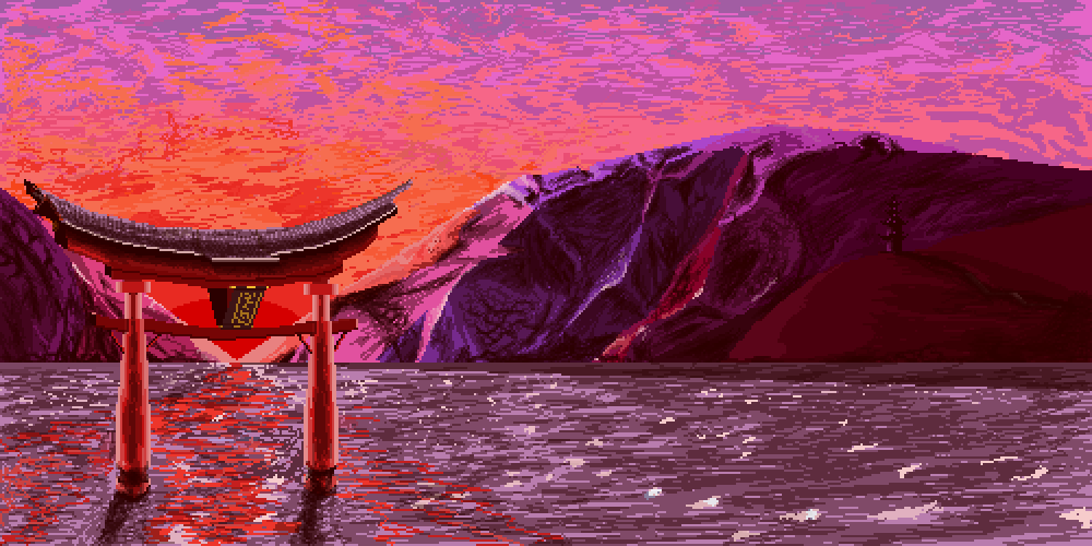 Pixilart - Japan at sunset by PikaPumba