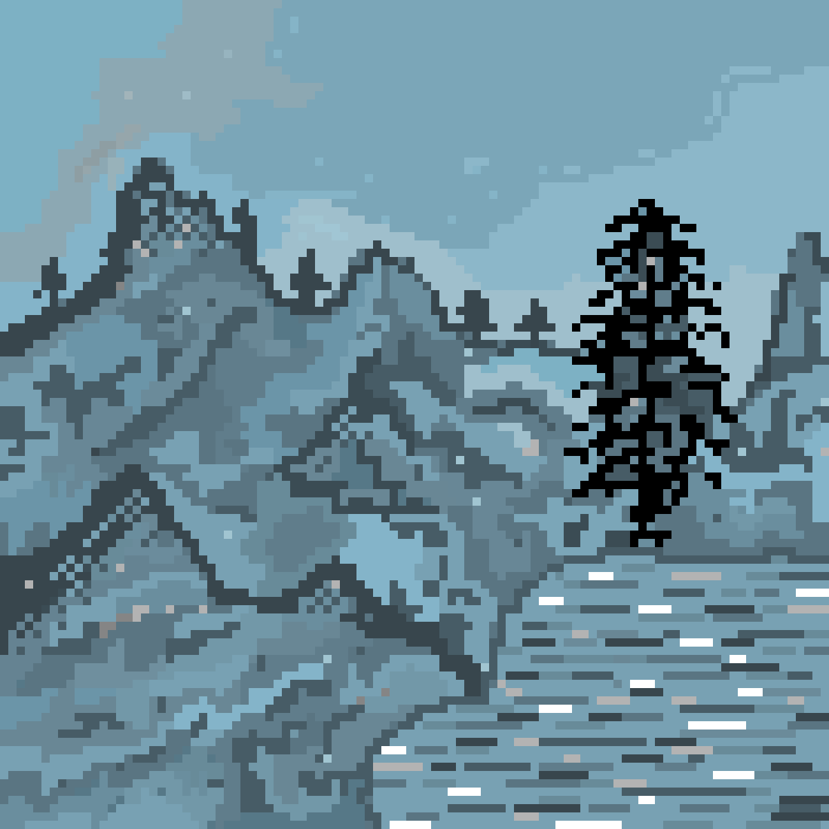 Editing Snowy Mountains - Free online pixel art drawing tool - Pixilart