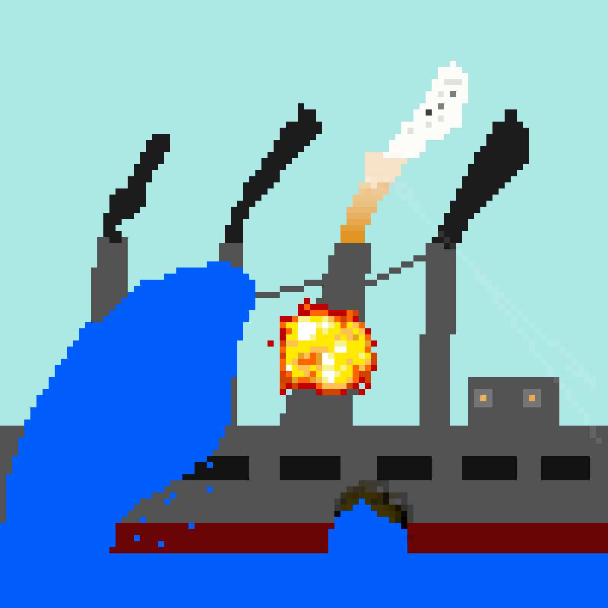 Pixilart - A exploding Battleship by rezzie615