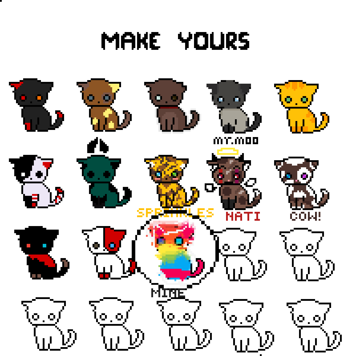Editing mine rainbow kitty - Free online pixel art drawing tool - Pixilart