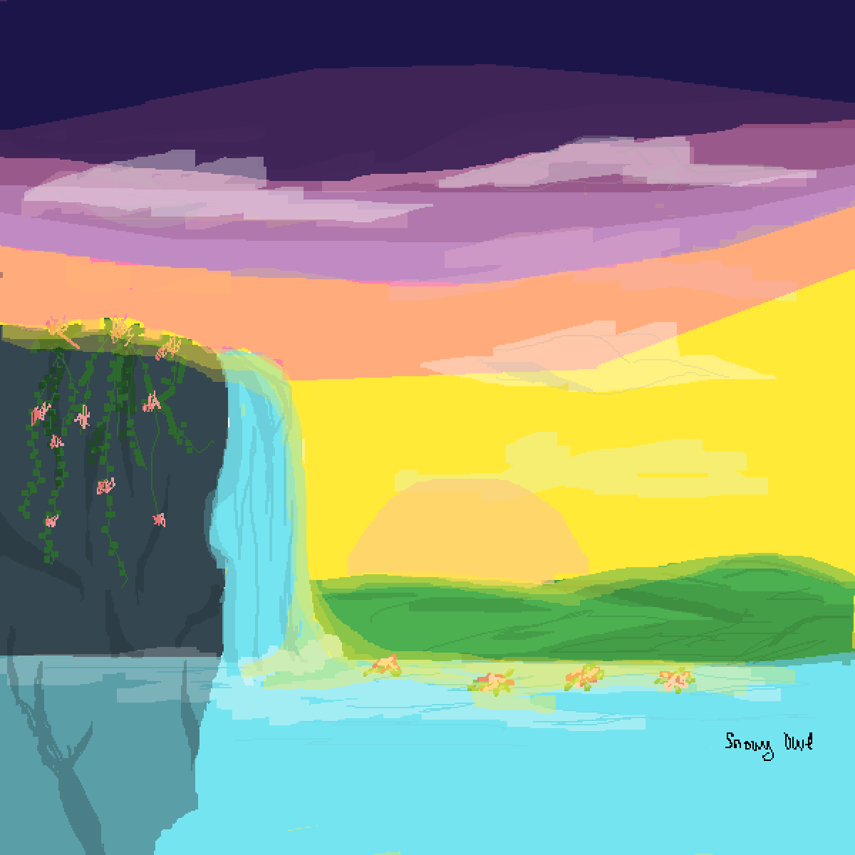 Pixilart - A Waterfall by SnowyOwl
